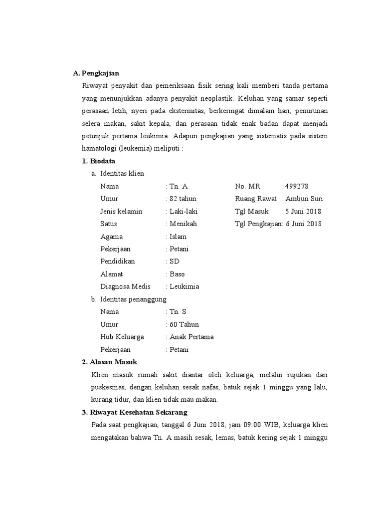Tugas ASKEP Leukimia - Ade Putri Andani | PDF
