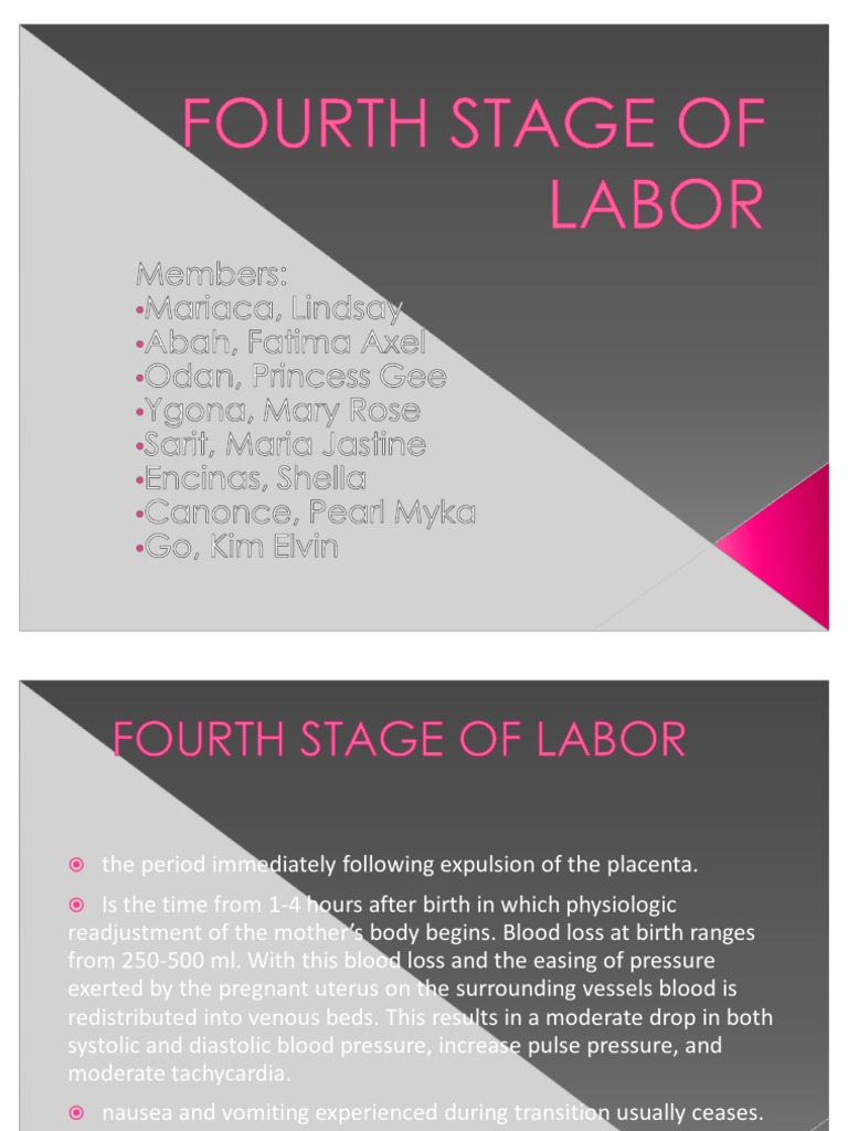 Fourth Stage of Labor | PDF | Childbirth | Blood Pressure