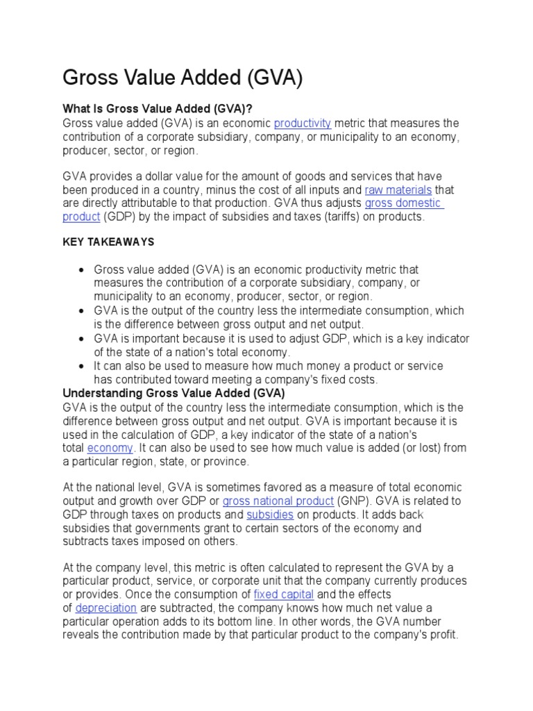 Understanding Gross Value Added (GVA): A Key Economic Metric for ...