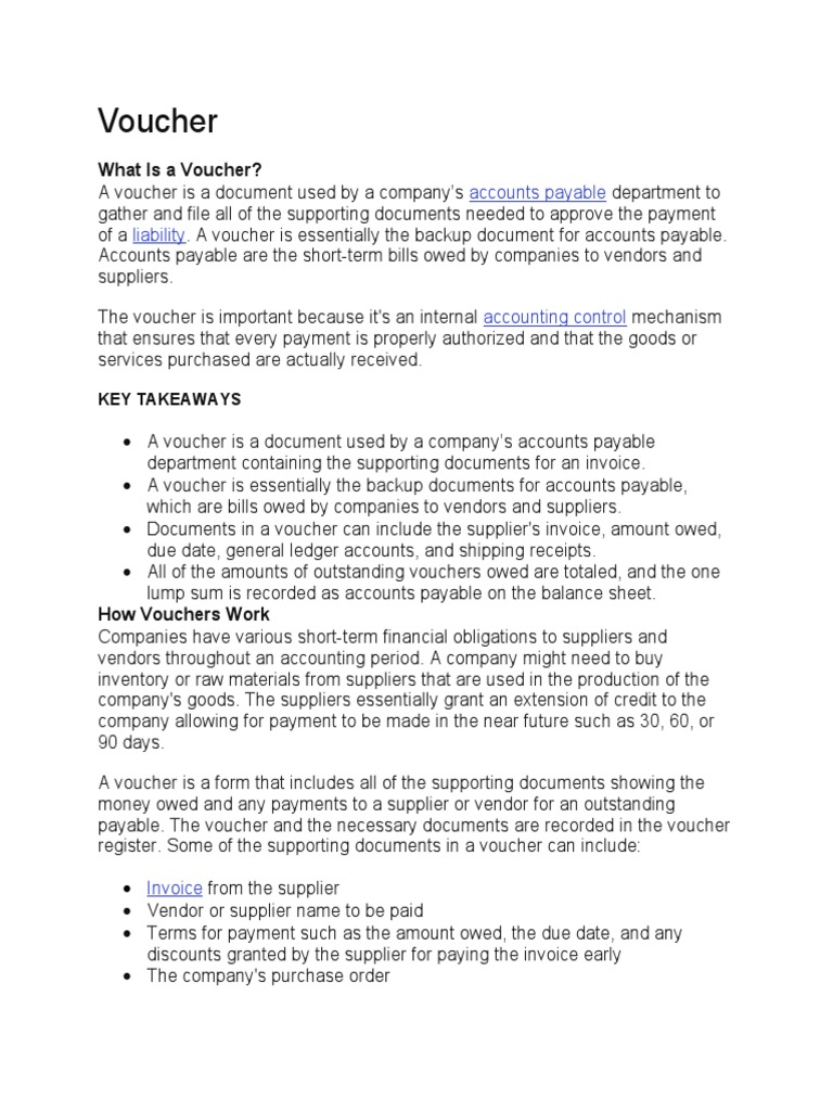 Voucher: Accounts Payable Liability | Download Free PDF | Accounts ...