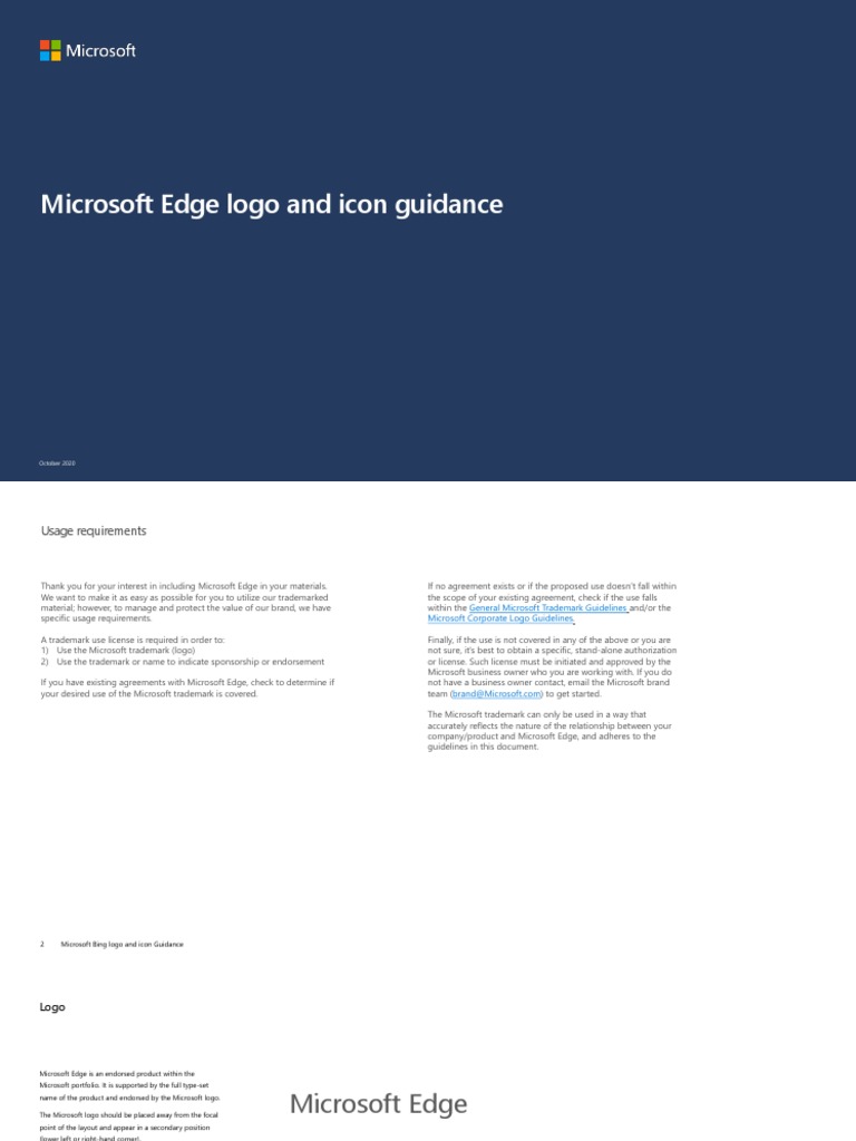 Microsoft Edge Icon Logo Guidelines 10 2020 | PDF | Icon (Computing ...