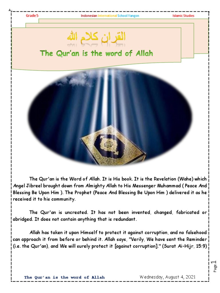 Grade 5 - Quran Is The Word of Allah - 1628047482 | PDF | Quran | Islam