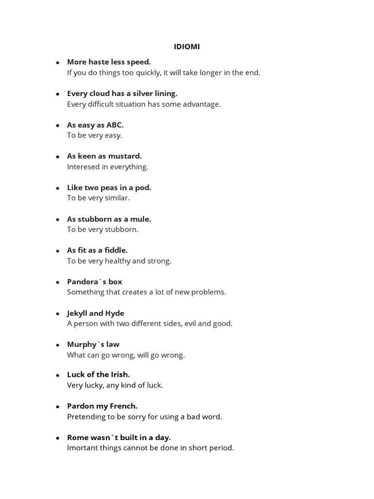 More Haste Less Speed.: Idiomi | PDF