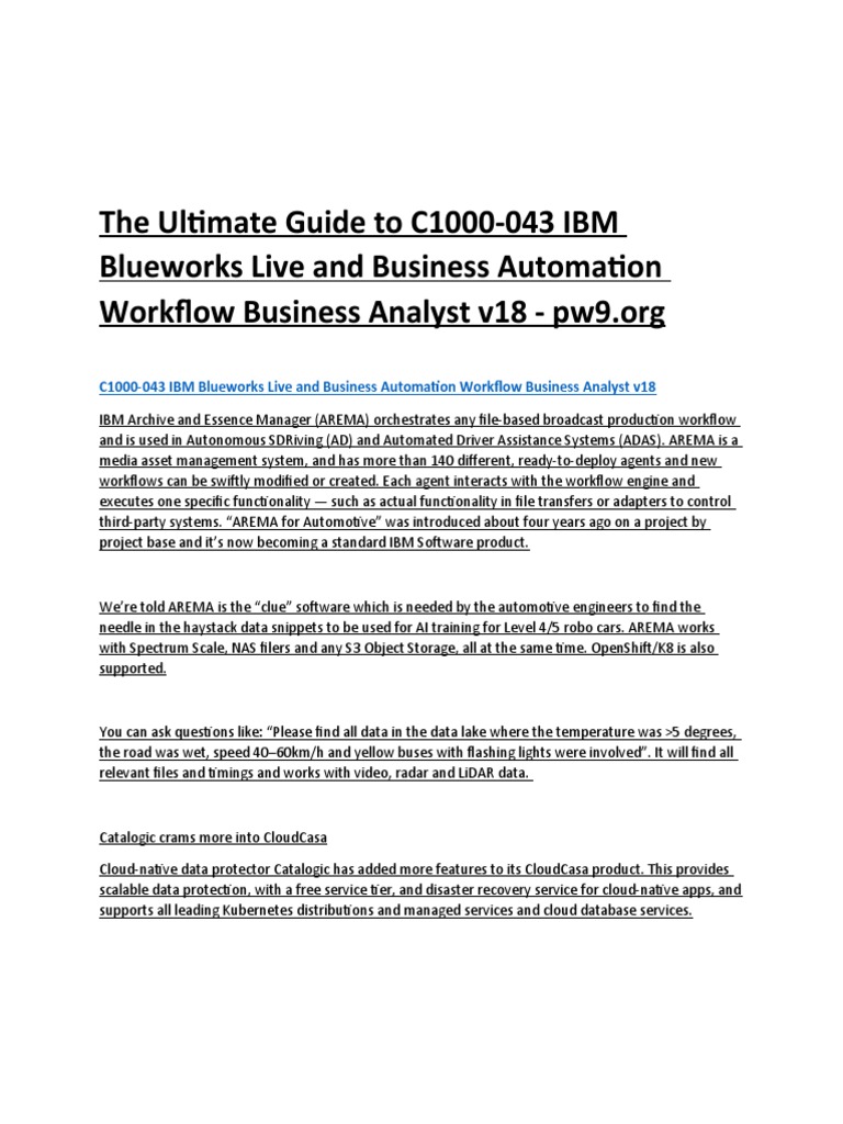 IBM C1000-043 Blueworks Live Guide | PDF