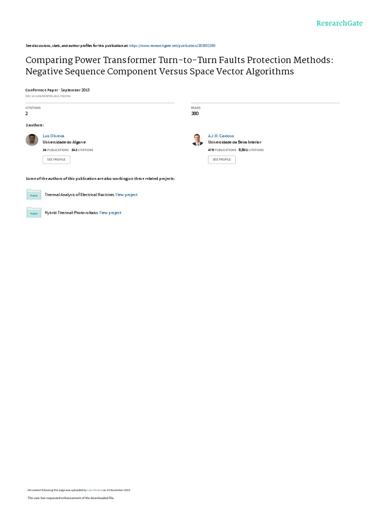 Comparing Power Transformer Turn-to-Turn Faults | PDF | Transformer | Discrete Fourier Transform