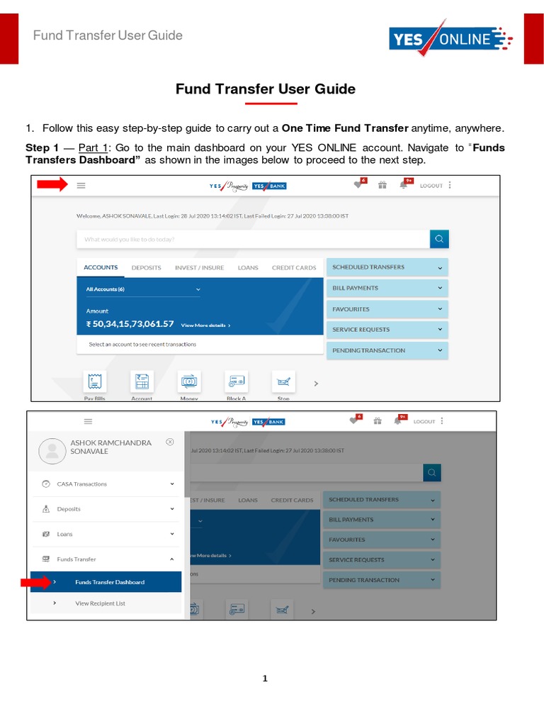 Fund Transfer Guide for YES ONLINE | PDF | Facebook | Financial Transaction