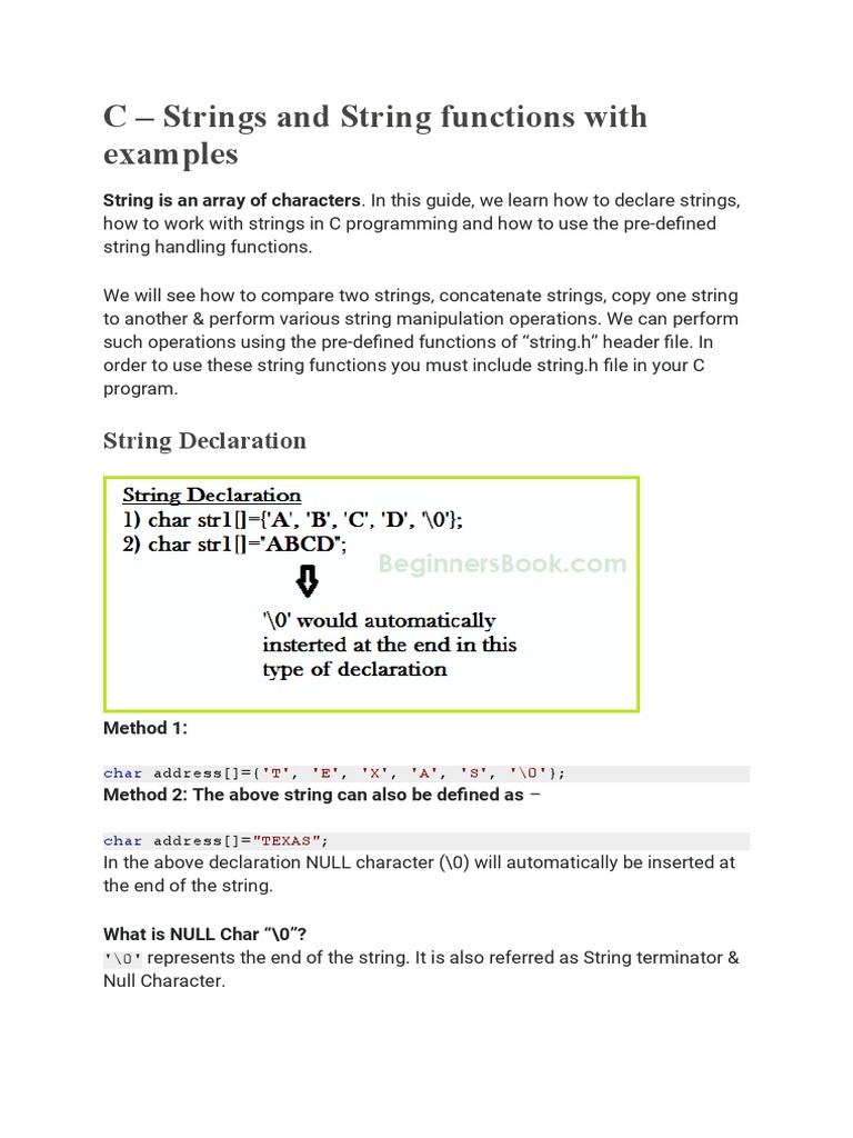 String Functions in C Prog | Download Free PDF | String (Computer ...