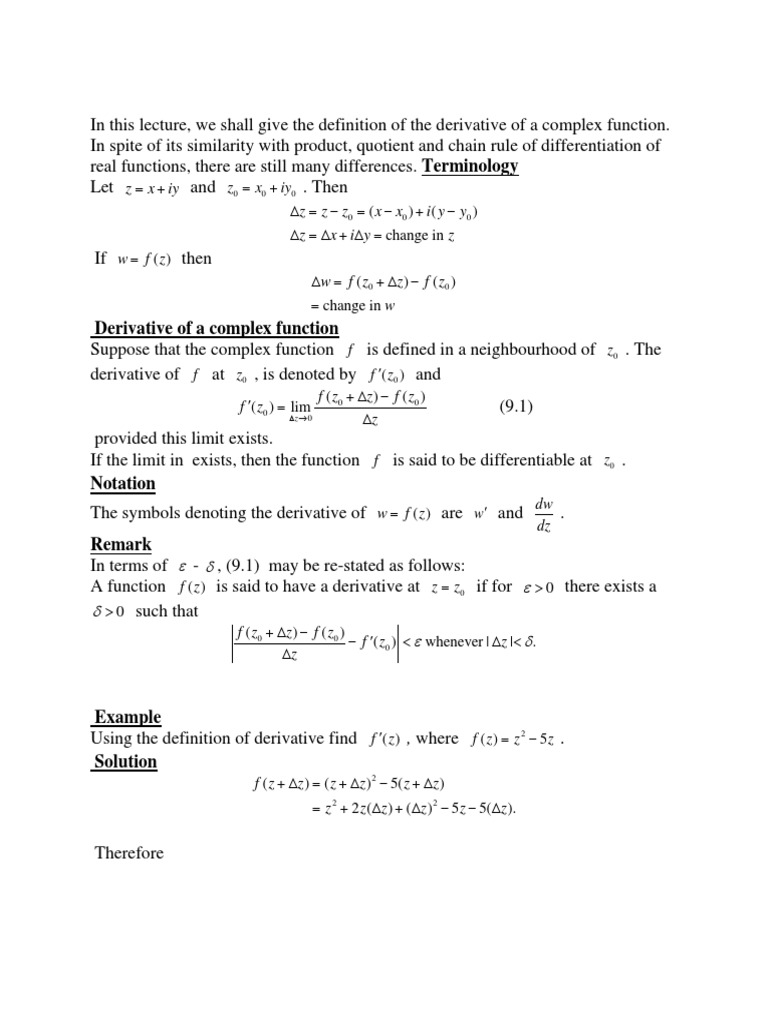 Lecture 9 Pdf Derivative Function Mathematics