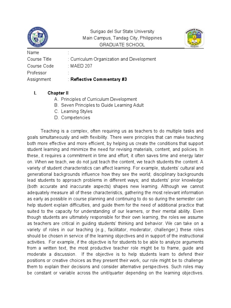 Reflective Commentary #3 | PDF | Learning | Teachers