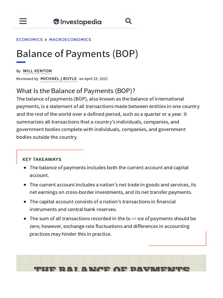 Balance of Payments (BOP) Definition | PDF | Economics | Macroeconomics
