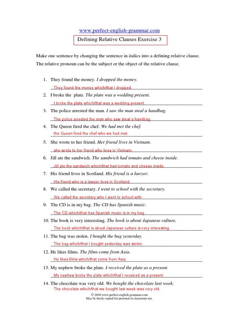 Finish-Worksheet of Defining Relative Clauses Exercise 3 | PDF ...