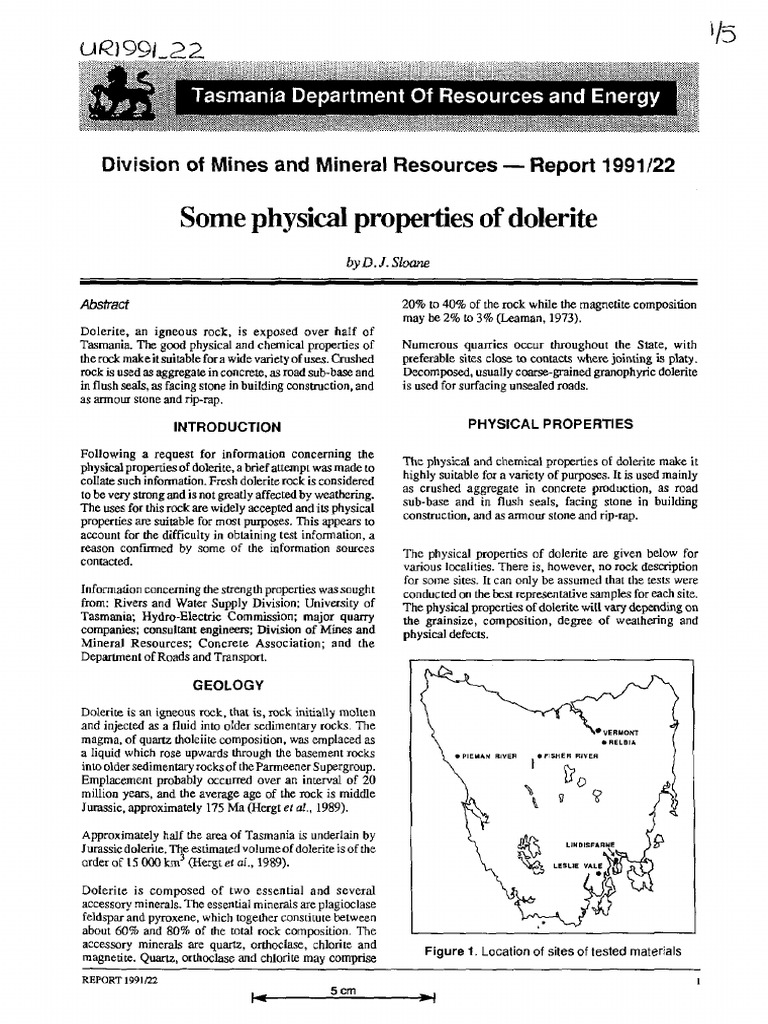 UR1991 - 22 Dolerite Properties | PDF | Rock (Geology) | Minerals
