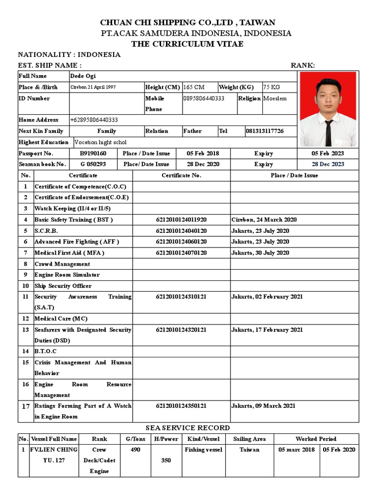 PT - Acak Samudera Indonesia, Indonesia: Chuan Chi Shipping Co.,Ltd ...