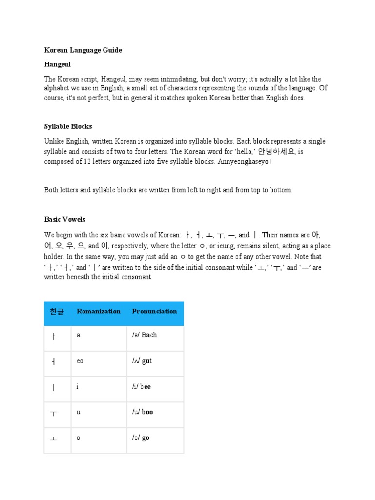 Korean Language Guide | PDF | Language Families | Languages Of Asia