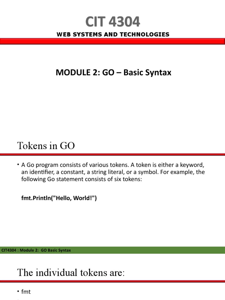 Module 2 Go Basic Syntax Web Systems And Technologies Pdf Data