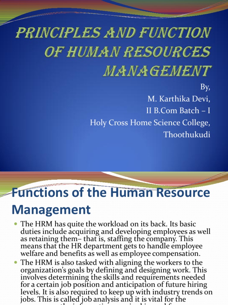 Principles and Function of Human Resources Management | PDF | Human ...