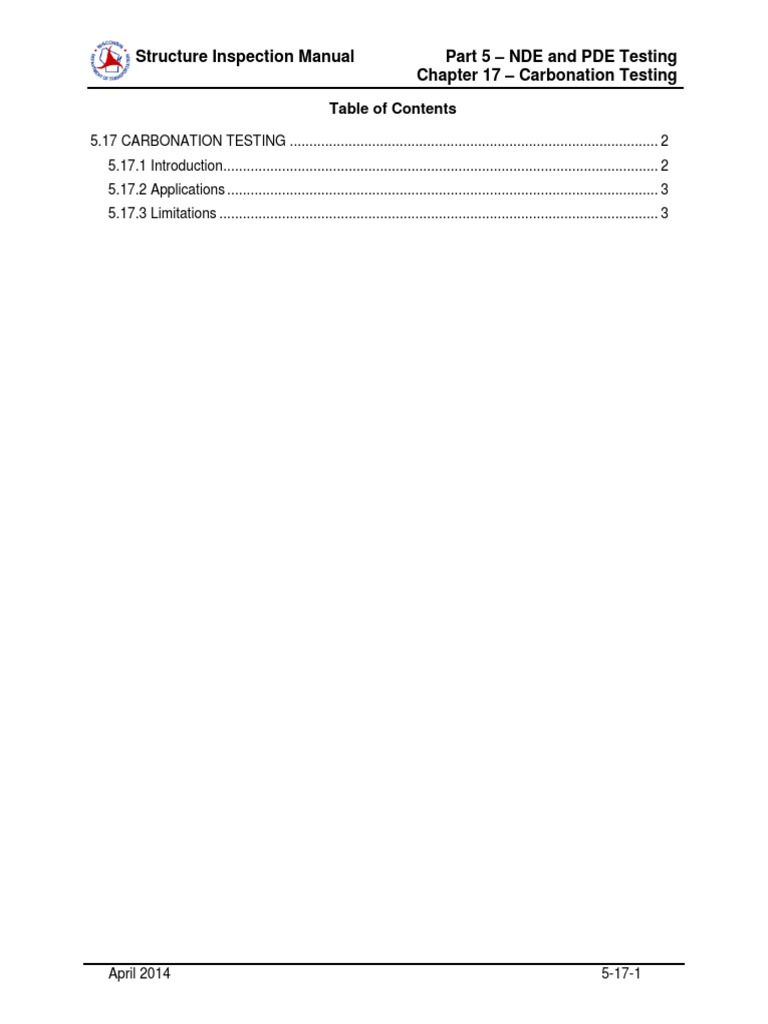 Carbonation Test in Concrete - Insp-Fm-Pt5ch17 | PDF | Concrete | Corrosion