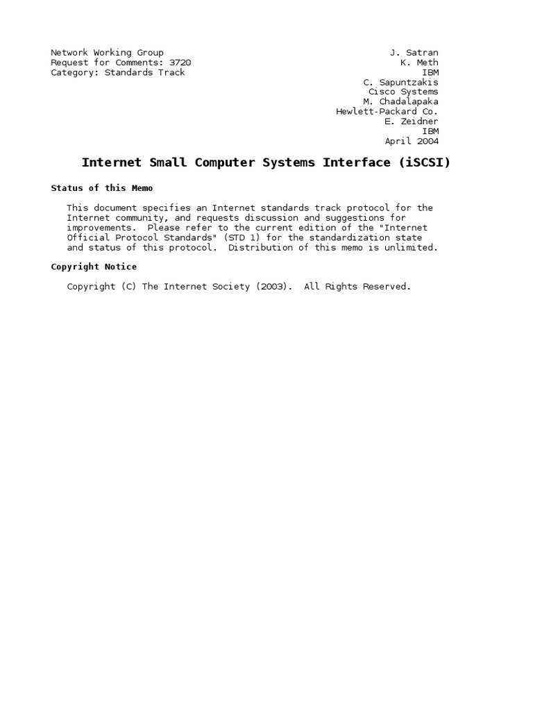 Rfc Iscsi Pdf Internet Protocol Suite Port Computer Networking