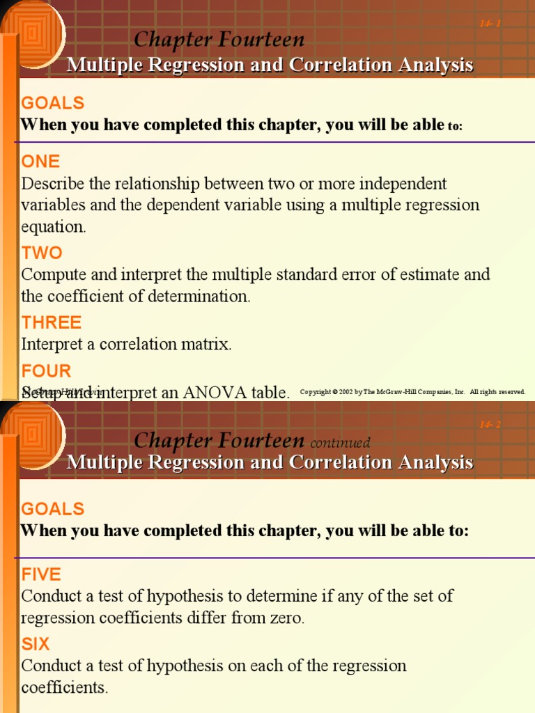 Chapter Fourteen: Multiple Regression and Correlation Analysis | PDF ...