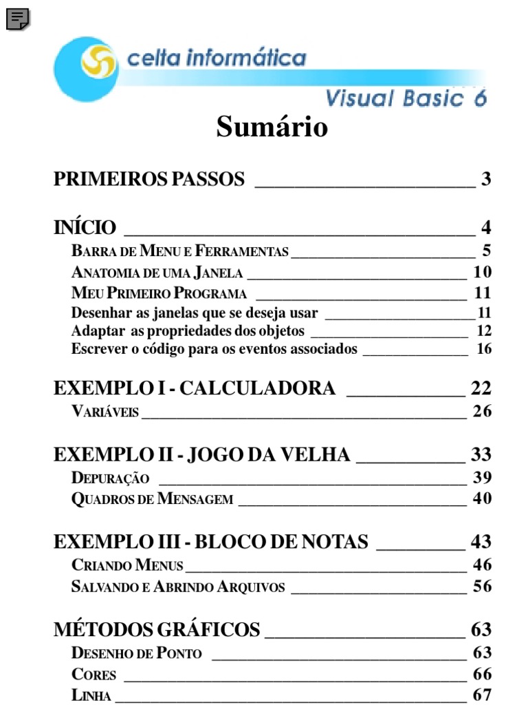 Apostila de Visual Basic 62006091428160 | PDF | Janela (informática) | Tipo de dados