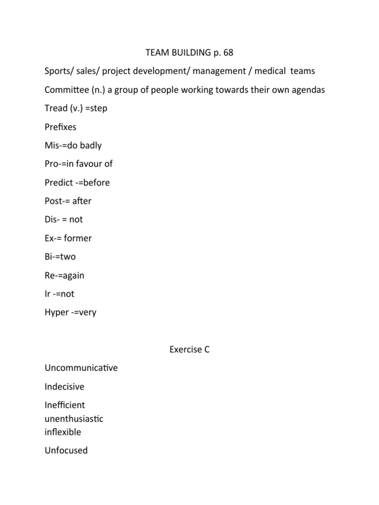 Vocabulary Team Building | PDF