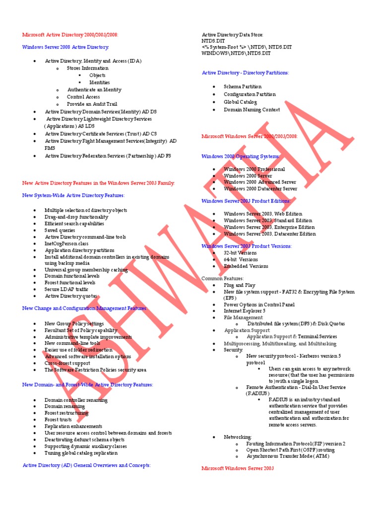 Active Directory Features in Windows Server | PDF | Active Directory ...