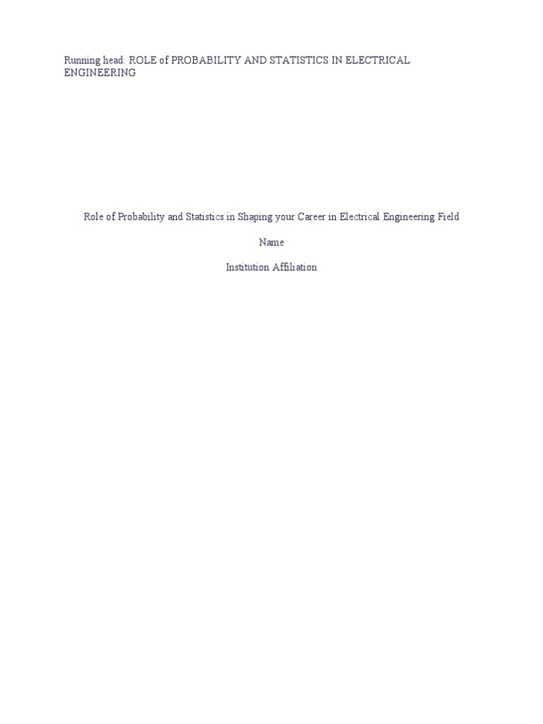 Role of Probability and Statistics in Electrical Engineering Field ...