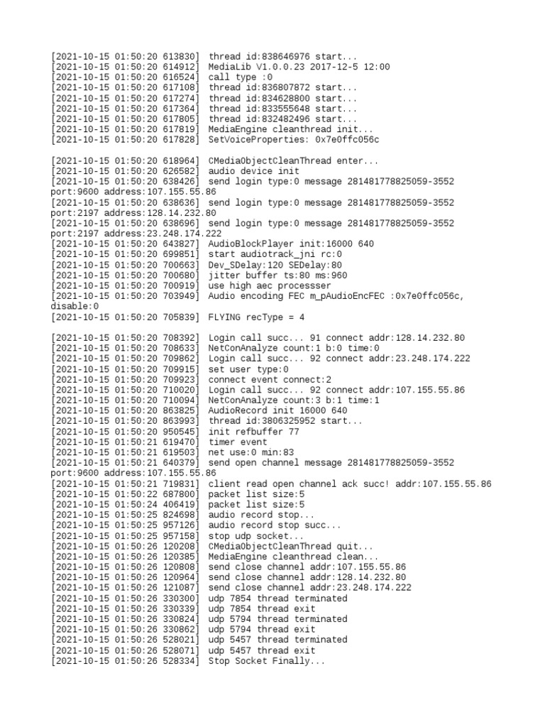2021 10 15 - Log | PDF | Network Socket | Transmission Control Protocol