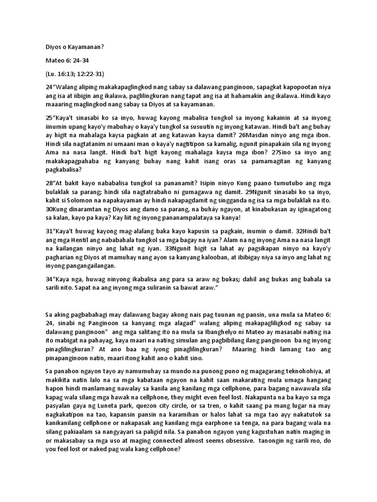 Diyos o Kayamanan | PDF