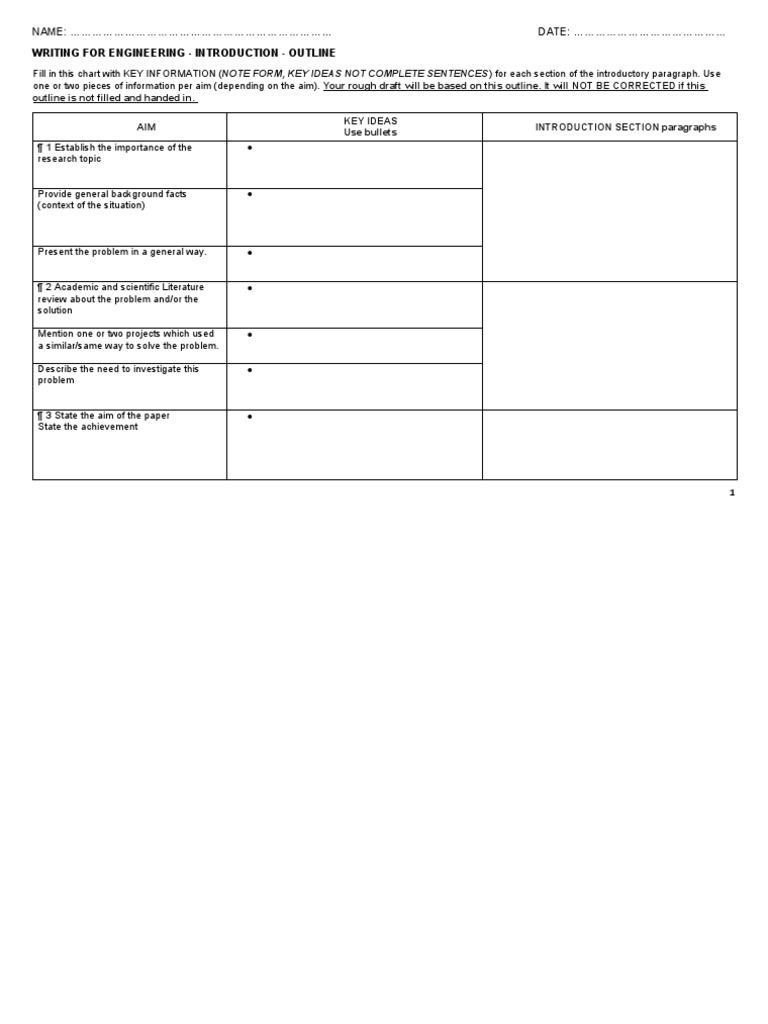 Engineering Writing Outline Template | PDF
