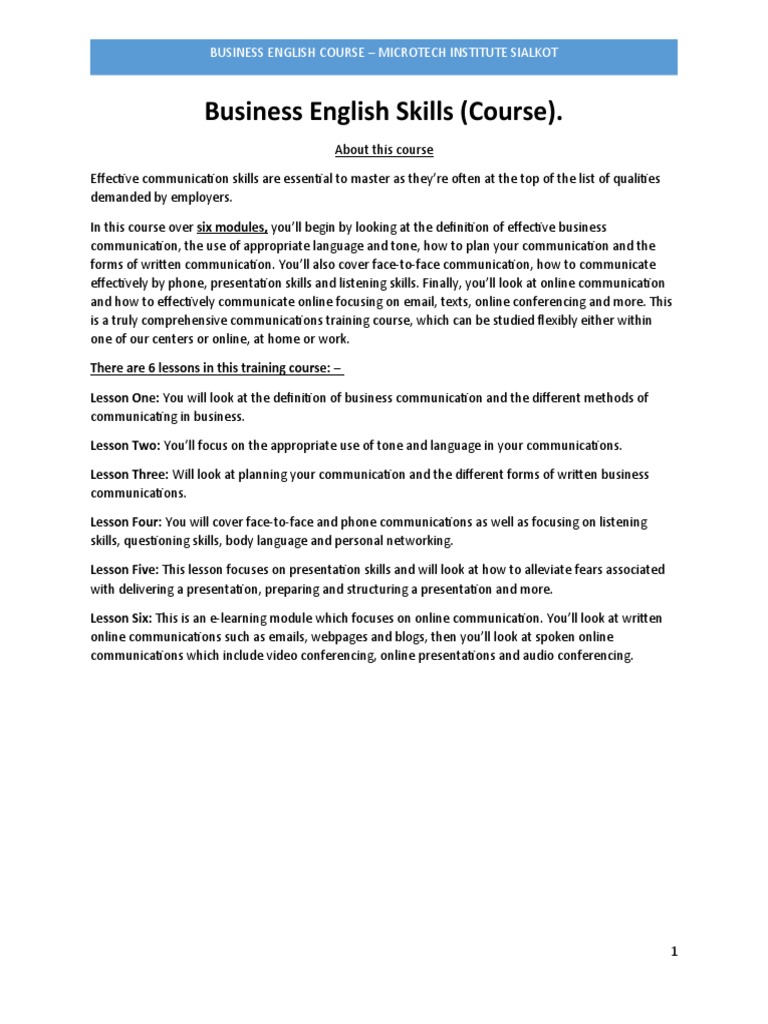 Business English Course | PDF | Communication | Marketing