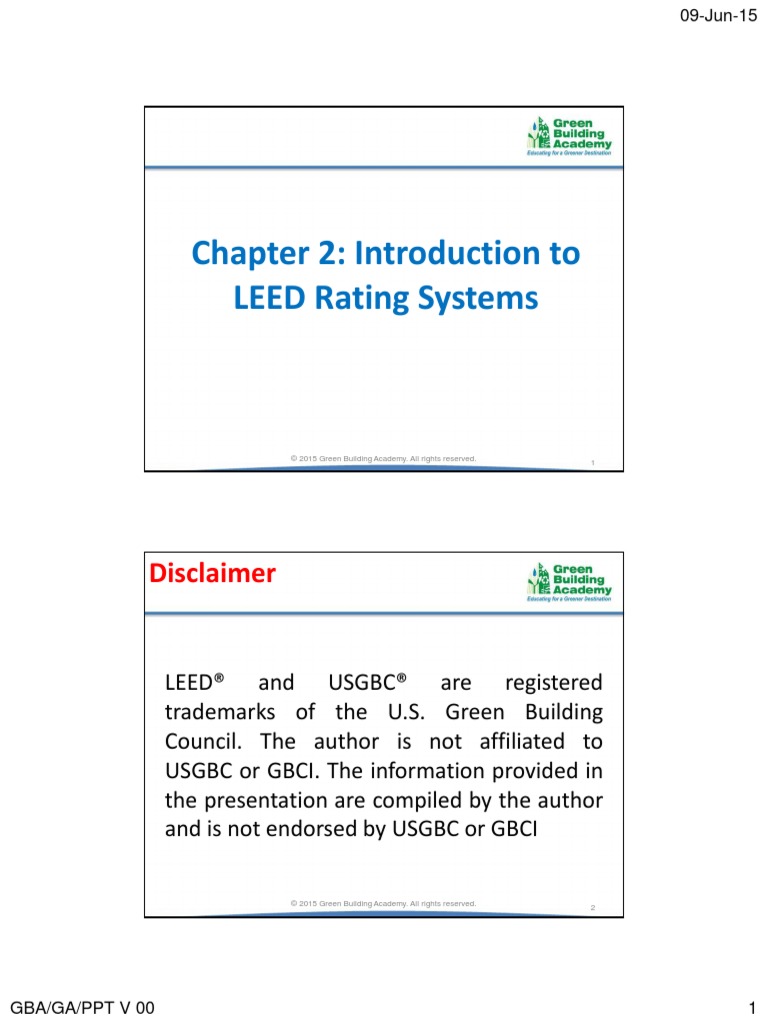 Chapter 2: Introduction To LEED Rating Systems: Disclaimer | PDF | Leadership In Energy And ...