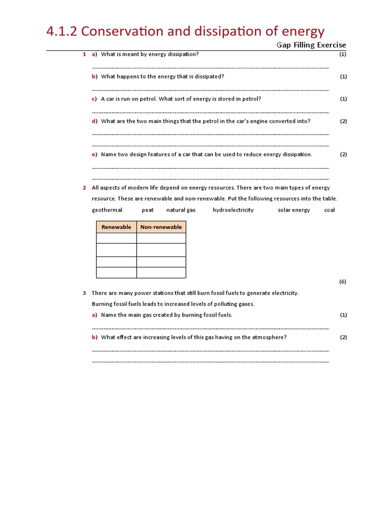 4.1.2 Conservation and Dissipation of Energy Test | PDF | Fuels ...