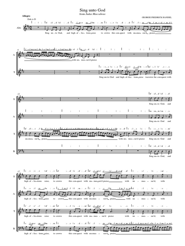 Sing Unto God by GF Handel | PDF