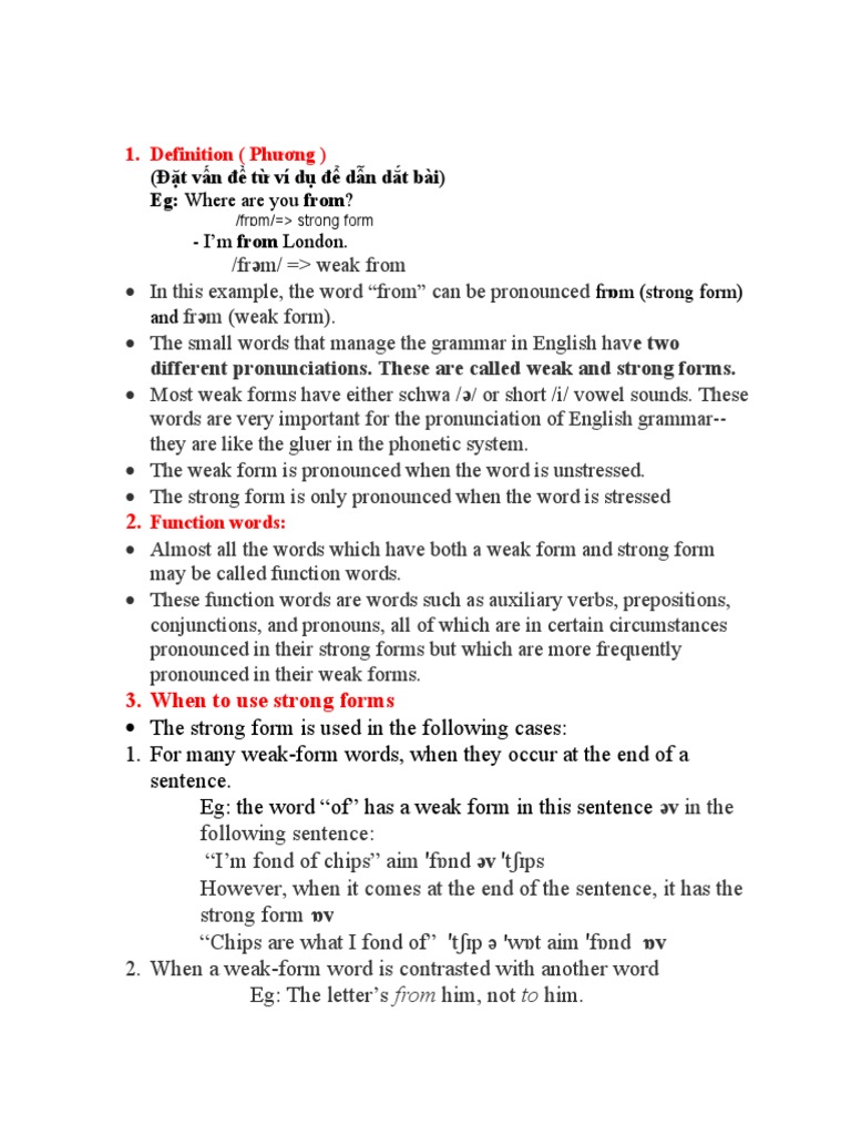 Strong Forms and Weak Form Word | PDF | Language Arts & Discipline | Syntax
