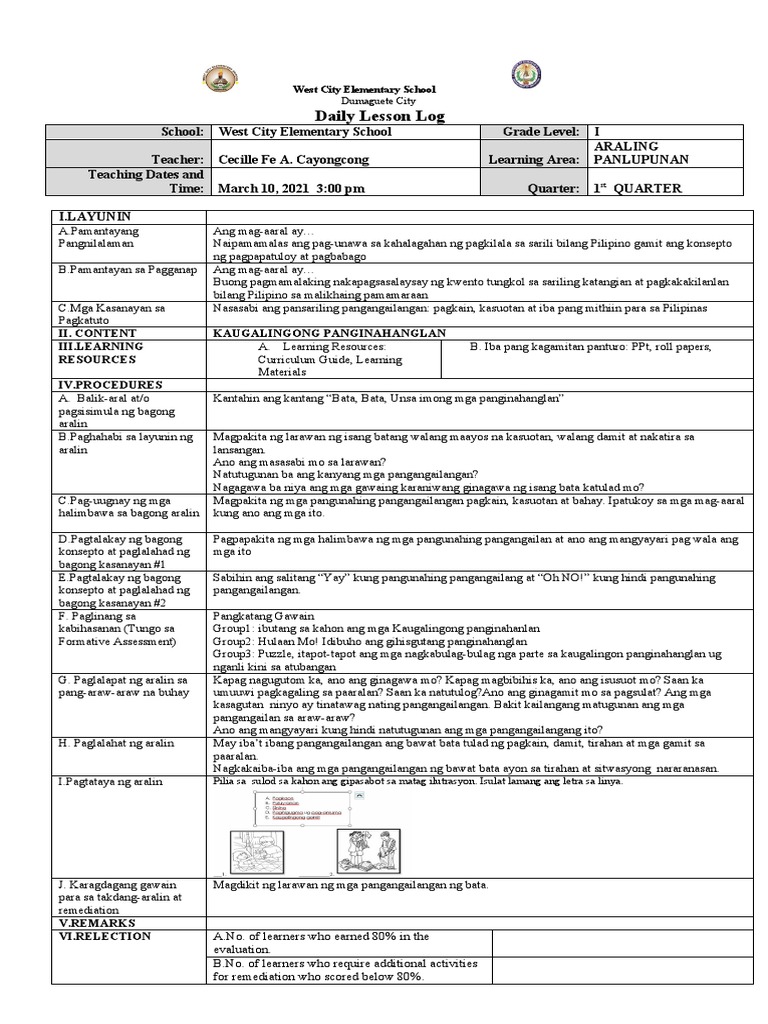 Daily Lesson Log | PDF