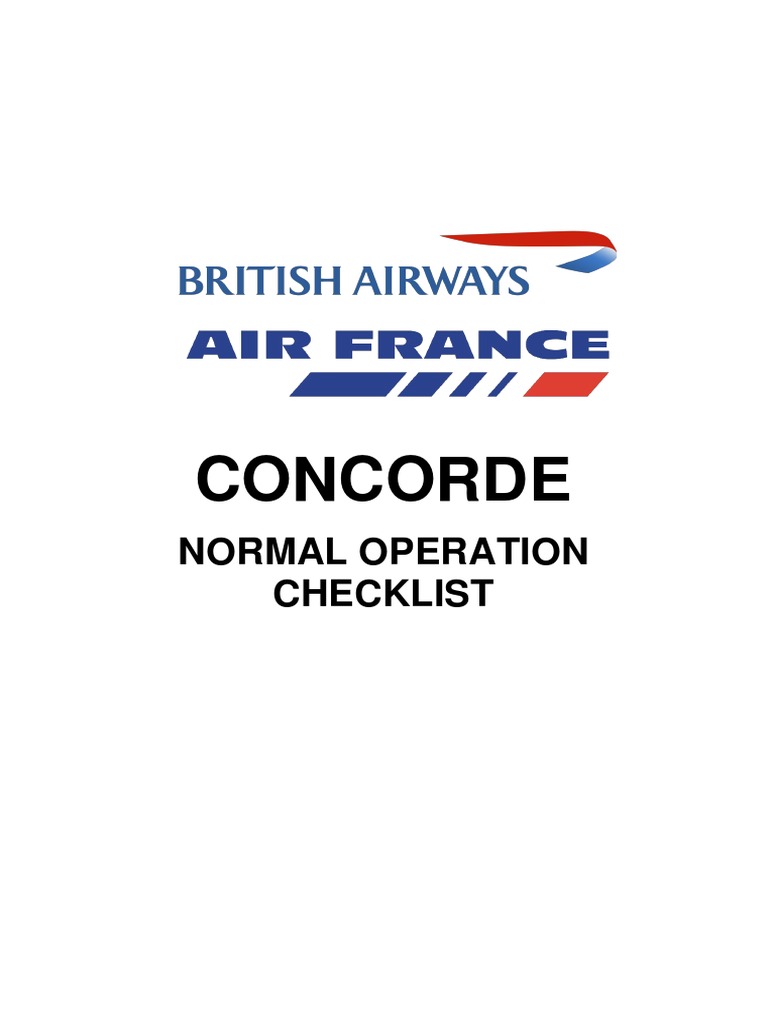 Concorde: Normal Operation Checklist | PDF | Throttle | Machines