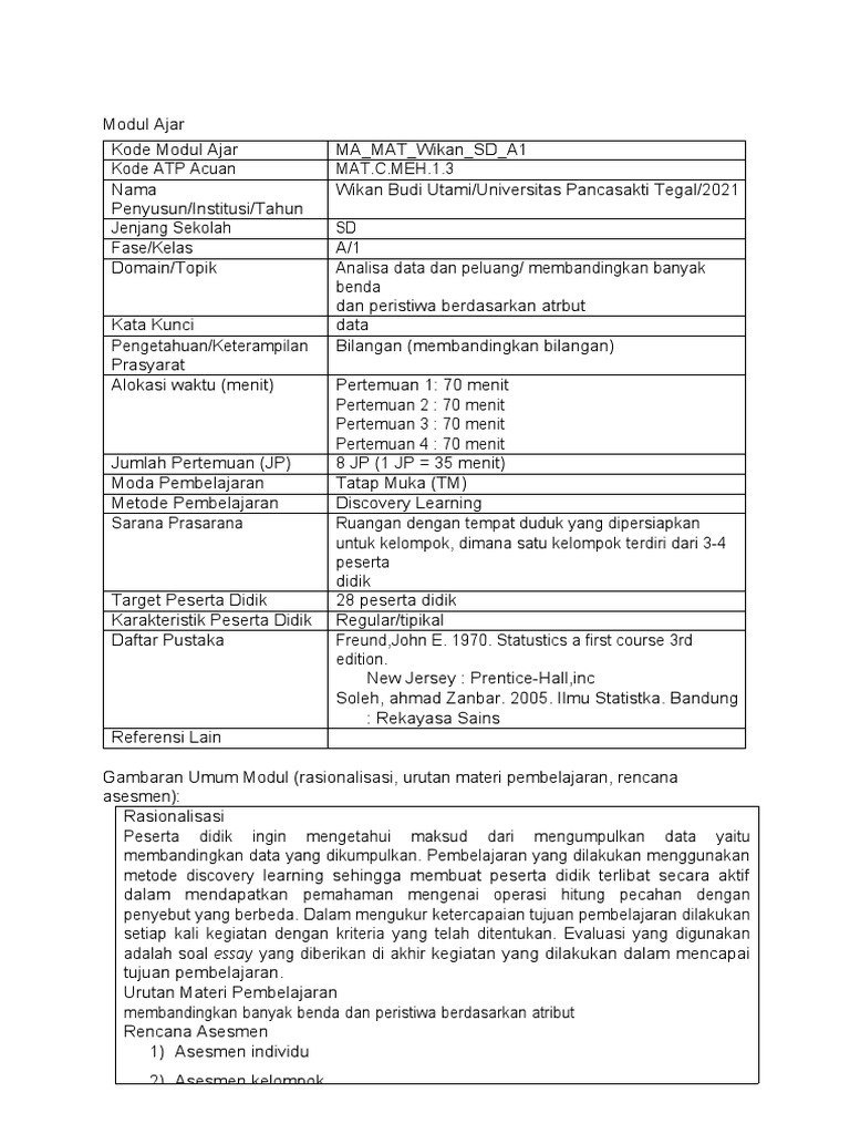 Modul Ajar Matematik-Dikonversi | PDF