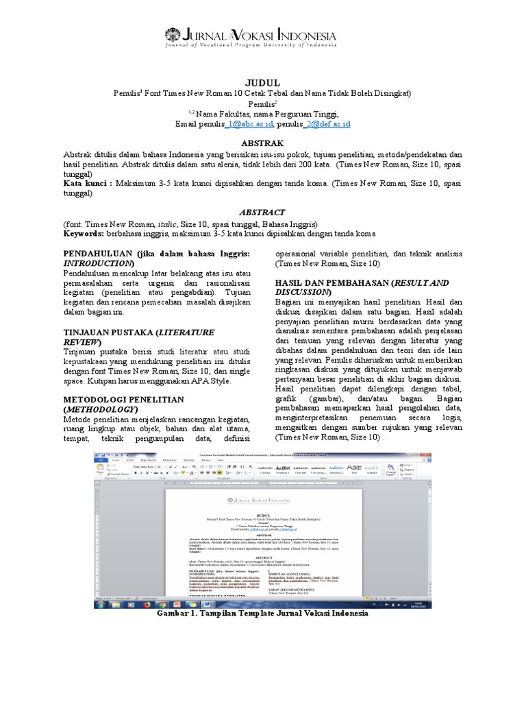 Template Penulisan Naskah Jurnal Vokasi 1 | PDF
