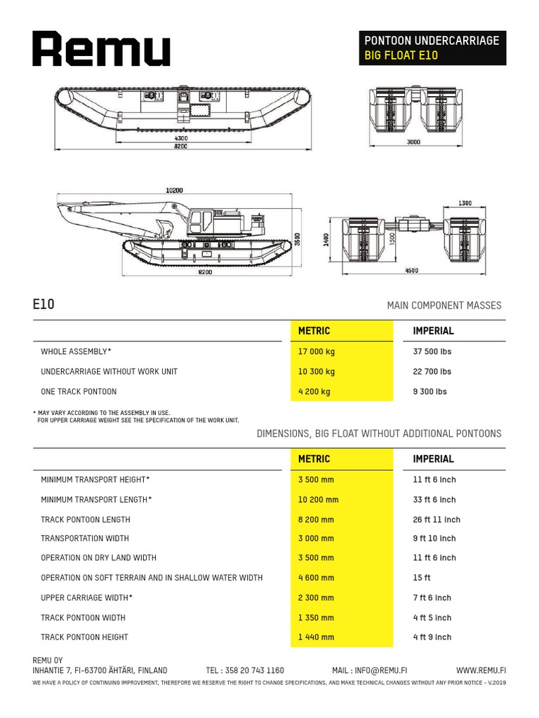 Pontoon Undercarriage Big Float E10 Specs & Dimensions | PDF | Inch ...