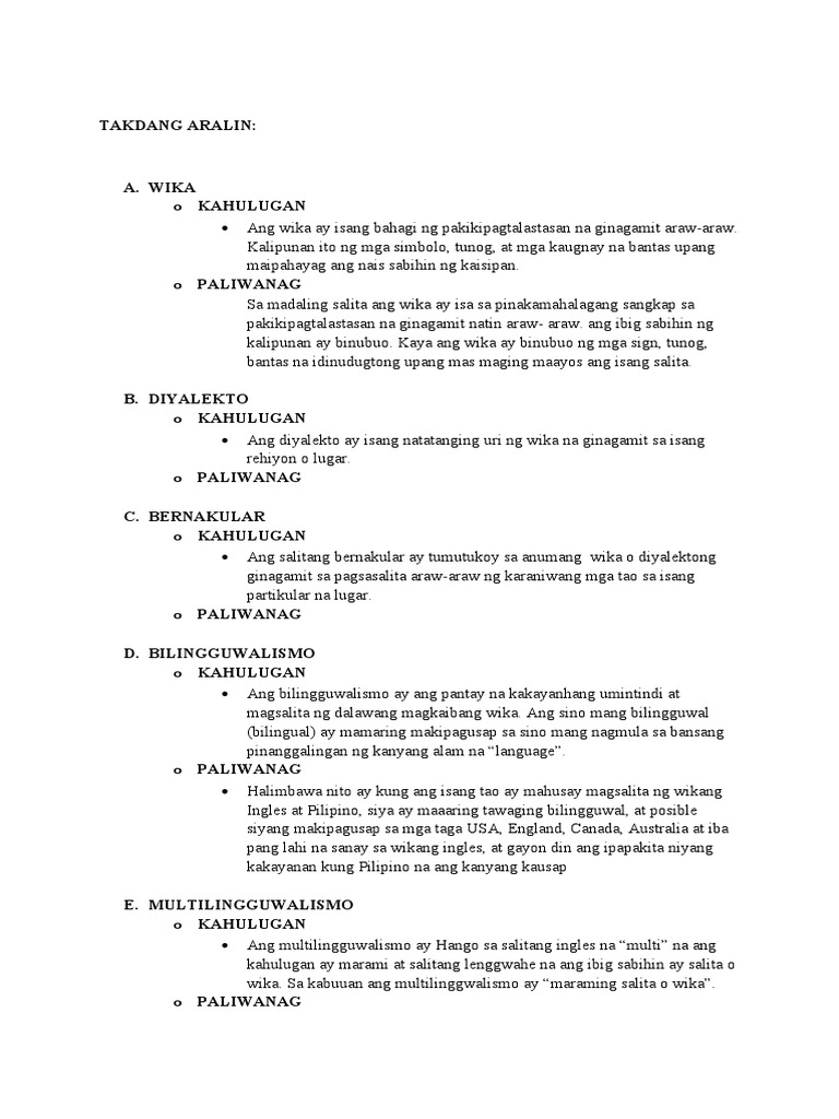 Estruktura NG Wikang Filipino | PDF