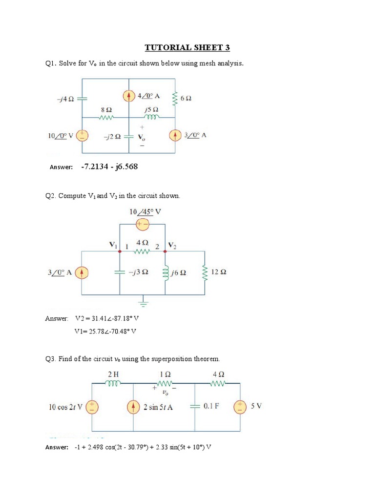 Tutorial Sheet 3 | PDF