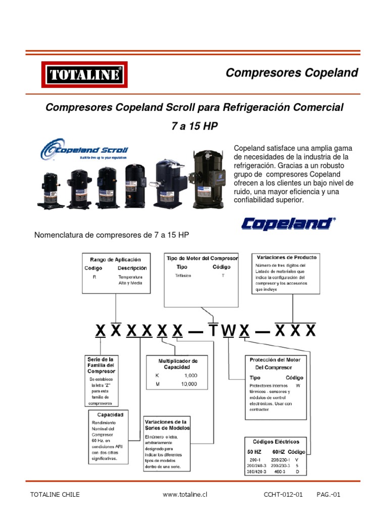 Compresores Copeland Scroll 7-15 HP | PDF | Ingeniería de Edificación ...