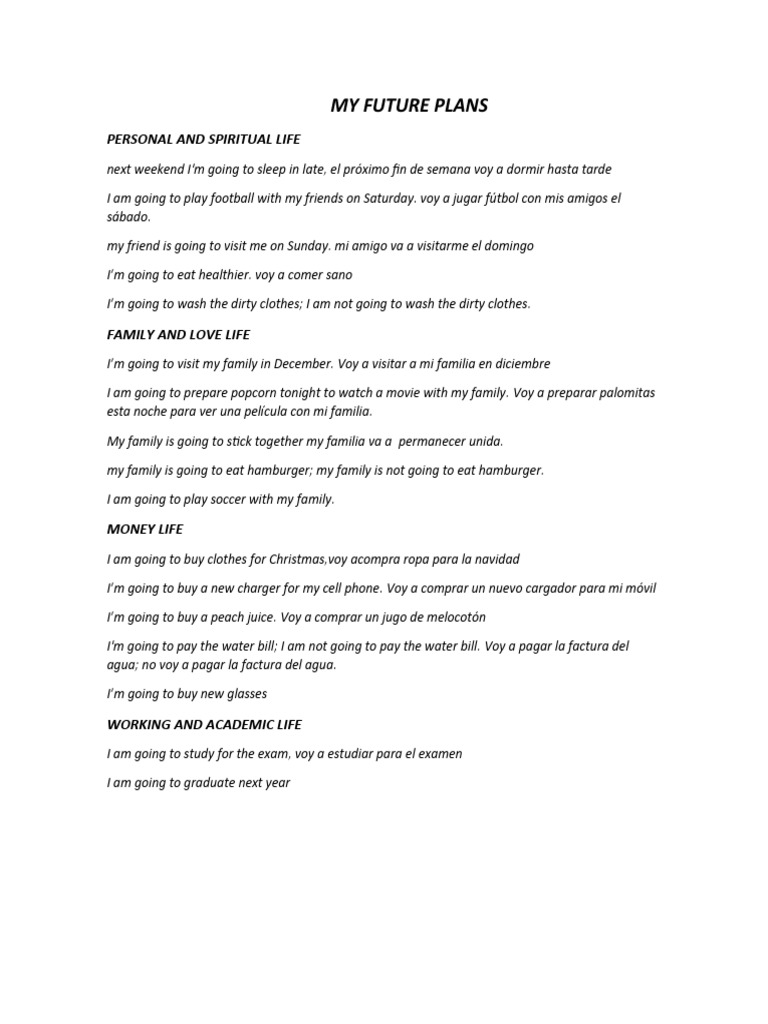 My Future Plans: Personal and Spiritual Life | PDF