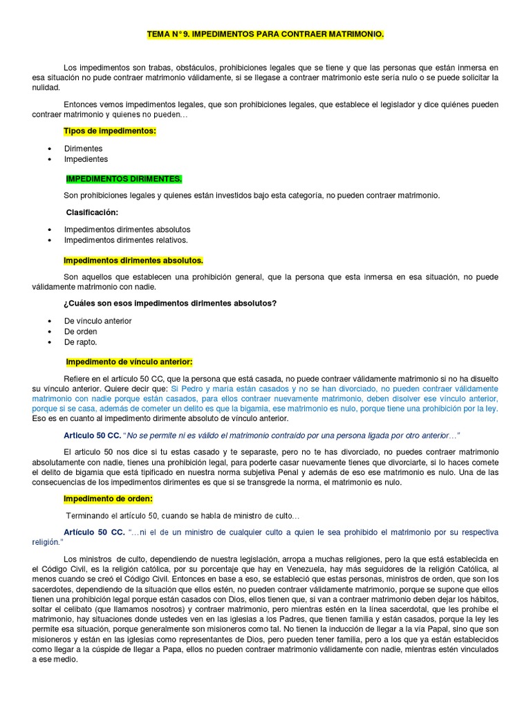 Impedimentos Legales para Contraer Matrimonio | PDF | Anulación ...