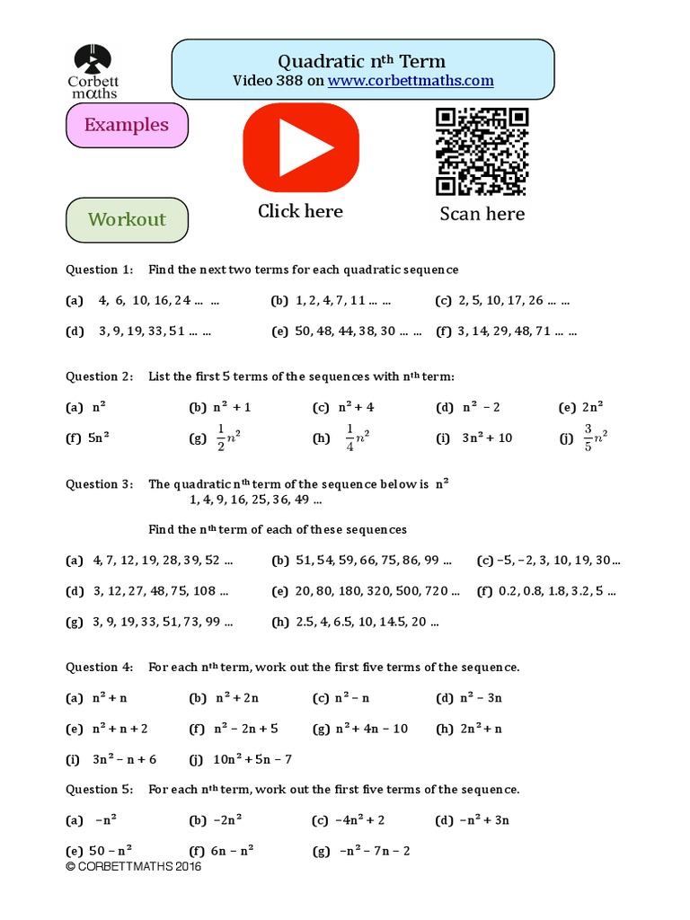 Quadratic NTH Term | PDF | Mathematics | Mathematical Analysis