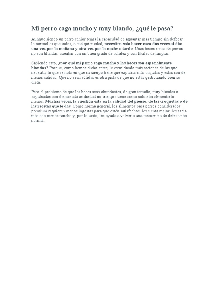 Mi Perro Caga Mucho y Muy Blando | PDF | Salud y bienestar