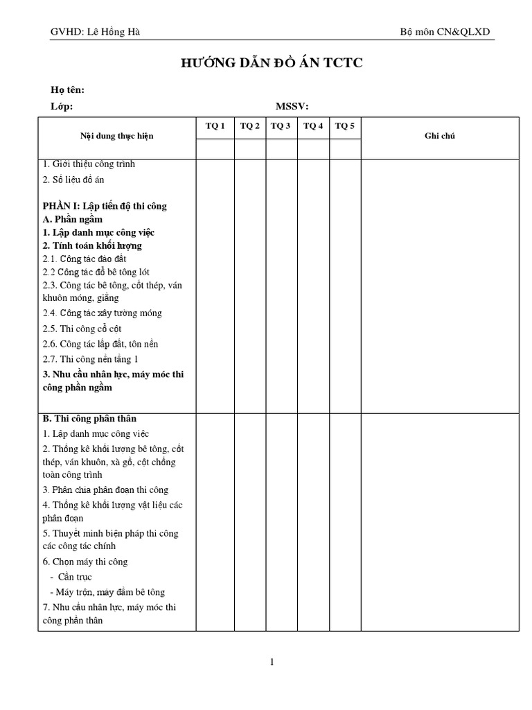Hướng dẫn đồ án TCTC | PDF