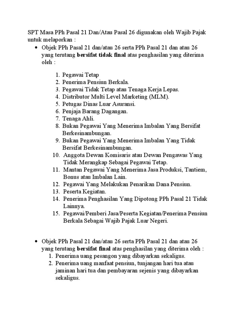 Formulir Dan Petunjuk Pengisian SPT Masa PPH Pasal 21 Dan 26 | PDF Formulir Dan Petunjuk Pengisian SPT Masa PPH Pasal 21 Dan 26 | PDF