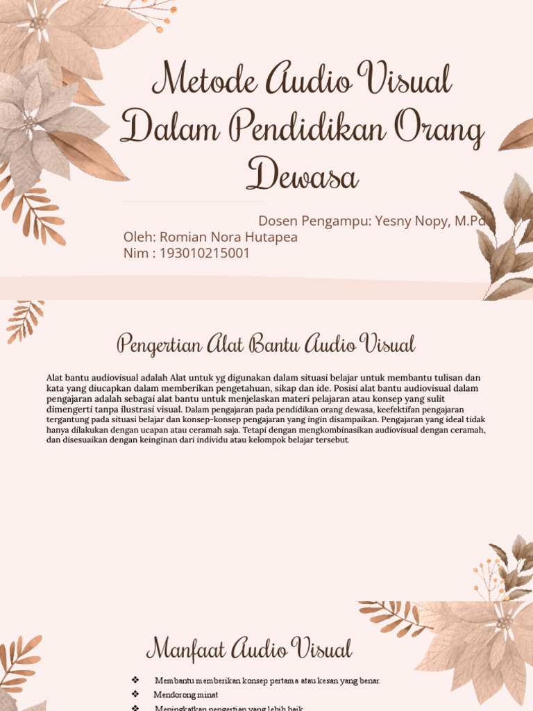 Metode Audio Visual dalam Pendidikan Dewasa | PDF